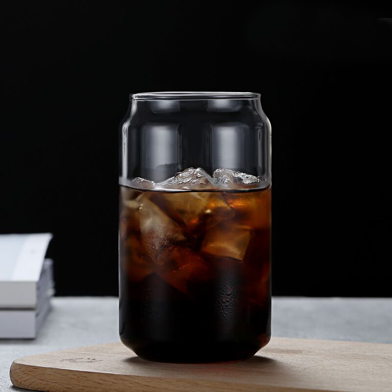Creative Can Shape Tea Juice Milk Glass Cup With Bamboo Lid Coffee Mug ...