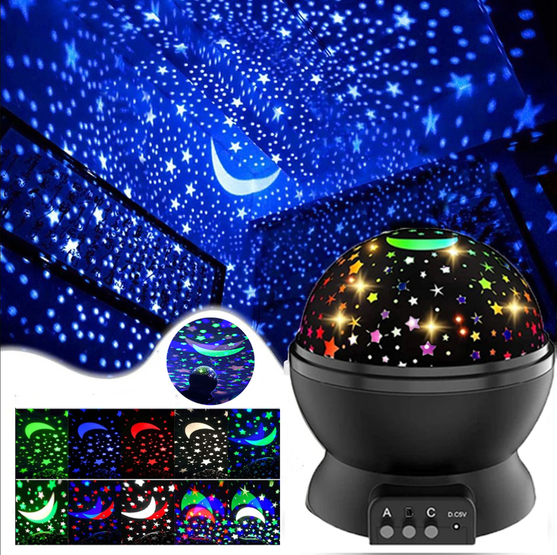 LED Rotating Starry Sky Night Light Projection Lights Children Kids ...