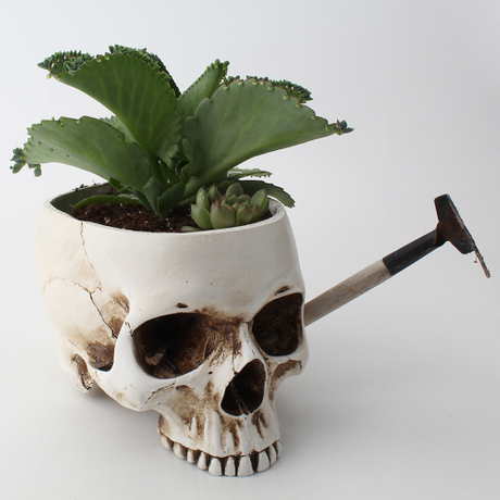 Resin Skeleton Desktop Flower Pot Planter Sculptures Home Garden Office ...