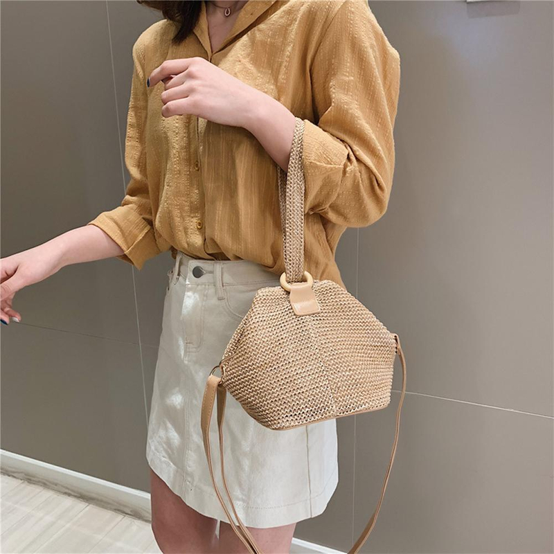 Fashion Open Weaving Solid Color Messenger HandBag Shoulder Womens Bags ...