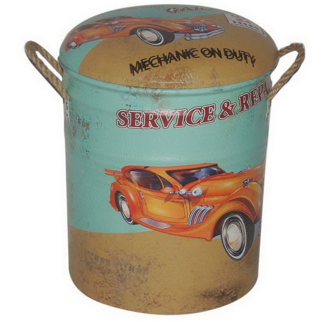 Handmade Painted Round Tin Bucket Shaped Step Stool - Buy round-retro ...