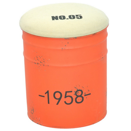 Shabby Chic Round Tin Bucket Metal Ottoman Stool And Storage with ...