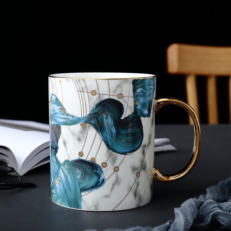 Marble-pattern Ceramic Cup High-end Bone China Mug Creative Coffee Cup ...