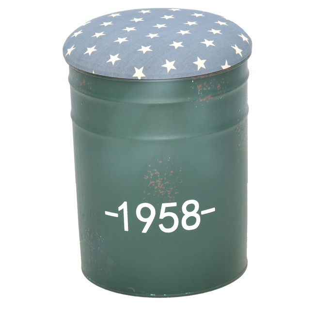 Round Tin Bucket Storage Ottoman Stool Chair - Buy stool chair, bar ...