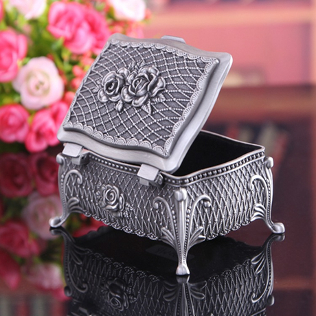 Pewter Plated Zinc Alloy Tableware Gift Craft Box for Jewelry ...