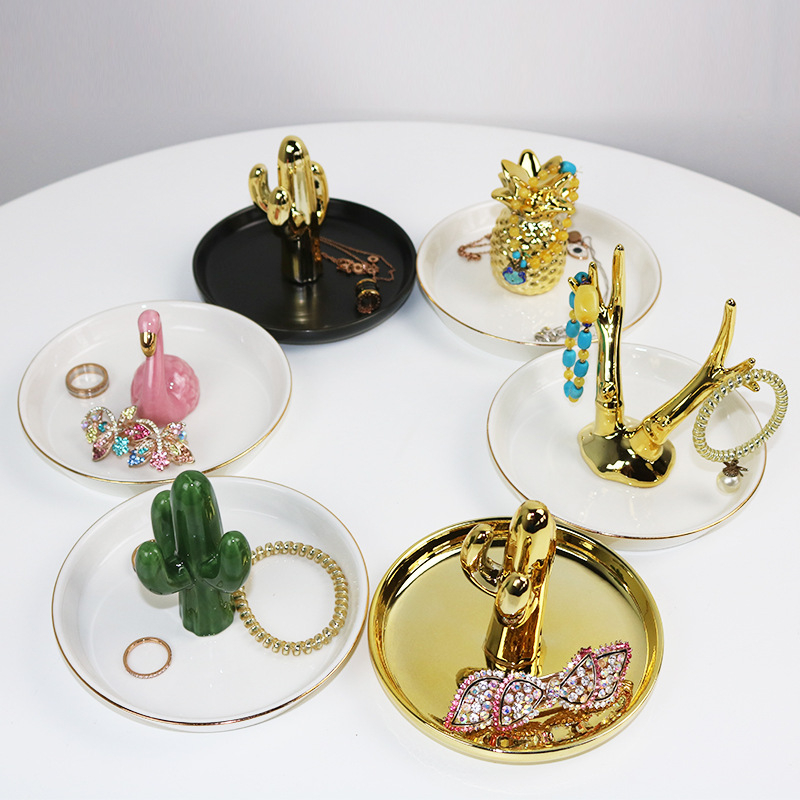 Unique Design Ceramic Lady Ring Jewelry Holder for Home Decor with Deer ...